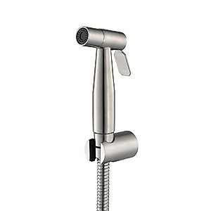 JIYTG Handheld Toilet Bidet Sprayer Wall Mounted Stainless Steel Brushed Bidet Faucet Bathroom Cloth Diaper Sprayer Kit Spray Gun Set with Angle Valve