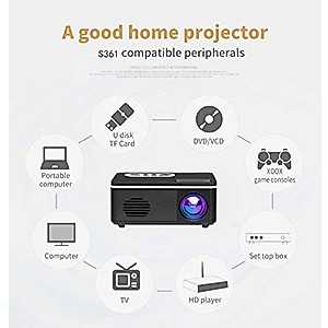 Zeta Mini HD Projector Short Throw Projector 4k 1080P AV/USB/TF/HDMI/5V-2A Portable LCD LED Beam Projector for 4:3 Screen Indoor/Outdoor