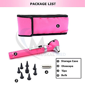 MuskalMed MuskLife Otoscope - Ear Scope with Light, Ear Infection Detector, Pocket Size, in 10+ Colors! Pink Style