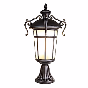 MODEBHD Continental Aluminum Glass Lawn Landscape Lantern Tradition Victoria Antique Outdoor Table Lamp Column Lamp Garden Street Post Lights Villa Corridor Aisle E27 Decoration Illumination