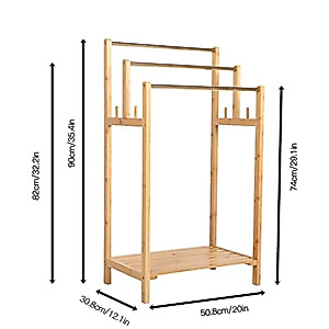 3 Tier Towel Rack Holder Free Standing Towel Hanging and Drying Rack Bath Towel Storage Organizer Solution for Bathroom Hotel Restroom Beach Swimming Pool (Bamboo)