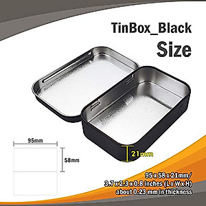 Small Metal Tin Box Lid - 2 Pcs Black Box with Hinged, Mini Small Empty Container, Portable Case for Soap, Mint, Cookie