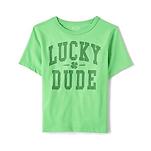 The Children's Place Baby Toddler Boys Short Sleeve Graphic T-Shirt, Lucky Dude, 3T