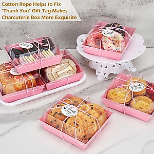 LOADSFUN 60 Pack Charcuterie Boxes with Clear Lids, 5 Inches Paper Cake Boxes Cookie Square Boxes with Windows, Disposable Food Containers for Strawberry Dessert, Sandwich