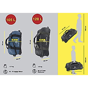 Eagle Creek No Matter What Rolling Duffel Bag XL - Featuring Durable Water-Resistant Fabric, Bar-Tacked Reinforcement, and Heavy Duty Treaded Wheels, Black - X-Large