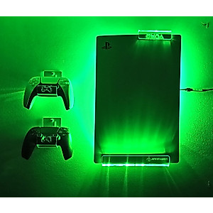 WALL MOUNT FOR PS5 PLAYSTATION 5 WITH MULTICOLOR LED LIGHTING KIT + 2 CONTROL MOUNT (PS5 Standar Edition (Disc Edition))