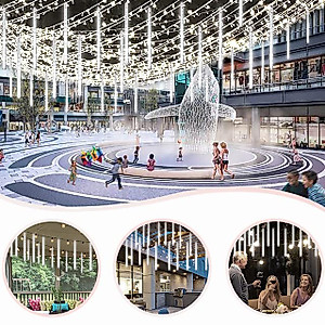 Solar Meteor Shower Christmas Lights Outdoor 10 Tube 360 LED, Falling Rain Lights, Waterproof String Lights for Xmas Tree Garden Yard Porch Wedding Party Décor White