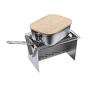 n/a Folding Campfire Grill Stainless Steel Camping Grill with Carrying Bag Portable Barbecue Charcoal Grill for Camping BBQ Picnic
