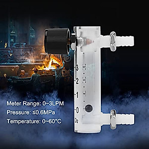 Gas Flowmeter, 0-3LPM Flow Meter Acrylic Transparent Gas Regulator with Control Valve for Measuring Controlling Oxygen Air Gas