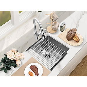 Herogo 15×17 Inch Undermount Kitchen Sink with Faucet Combo, Stainless Steel Utility Rv Bar Sink, Small Outdoor Farmhouse Sink, Laundry Room Deep Single Bowl Sink with Brushed Nickel Kitchen Faucet