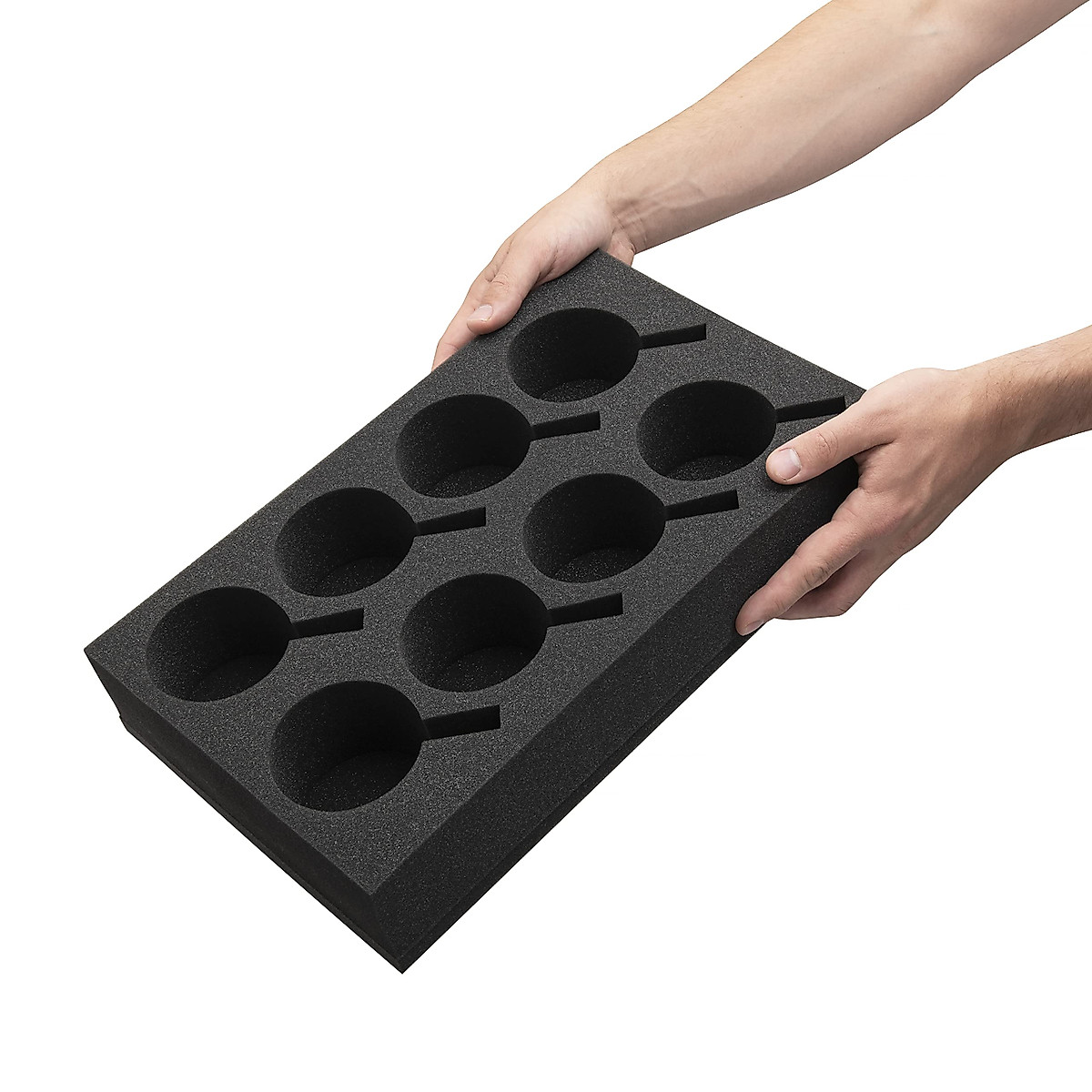 Hawetico Foam Cup Glass Holder - Reinforced Dark Gray Foam Holds 8 Mugs, Sturdy, For Caravans, Camping, Boats, Motorhomes-Complete With Sponge Cup Brush