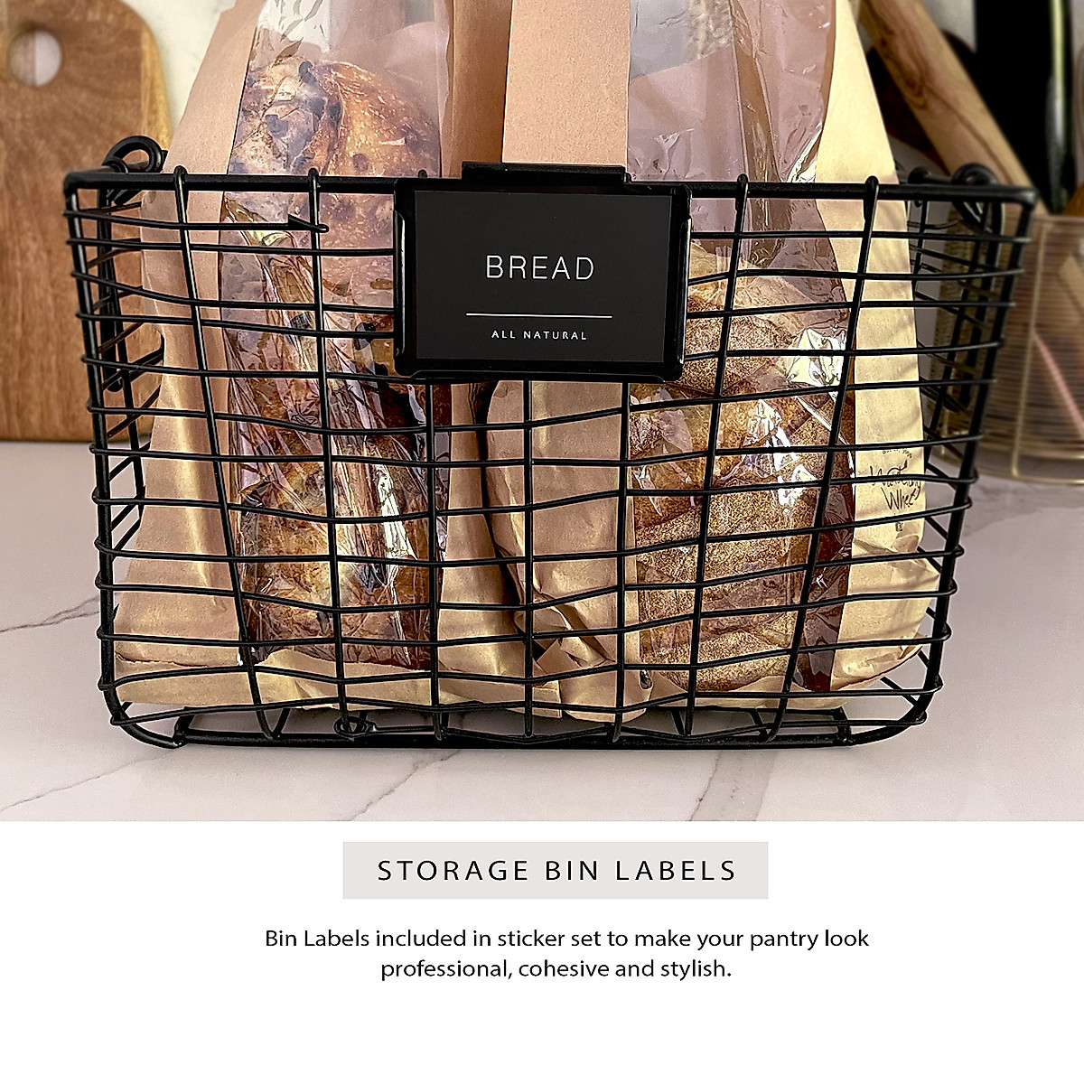 QUART + PINT 134 Kitchen Pantry Labels for Containers. Minimalist Preprinted Farmhouse Style. Black Matte Sticker White Text. Waterproof Stickers. Organization labels for Jars Canisters & Storage Bins