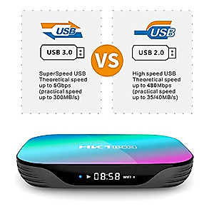 Sofobod HK1 Box Smart TV Box Android 9.0, 4GB RAM 128GB ROM, S905X3 Quad Core 64bit Cortex-A55, GPU G31™ MP2, 2.4G/5G Dual WiFi BT4.0 H.265 Decoding LAN 1000 RJ-45, HD 8K