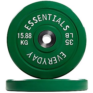 BalanceFrom Color Coded Olympic Bumper Plate Weight Plate with Steel Hub, 35LB Pair