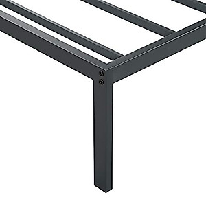 Olee Sleep 14 Inch Heavy Duty Steel Slat Anti-slip Support Easy Assembly Mattress Foundation Bed Frame Maximum Storage Noise Free No Box Spring Needed, Metal, Black