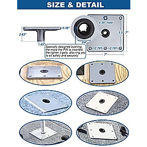 MATINA Boat Seat Base, 7" x 7" Aluminum Boat Seat Pedestal & Base with 3/4" Pin Post Socket, Heavy Duty Boat Accessories for Boat Seat Post & Boat Seat Mount to Install Boat Seats, 1 Pack