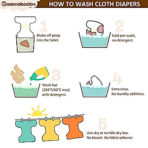 Mama Koala 2.0 Baby Cloth Diapers with AWJ Lining and Tummy Panel, Washable Reusable Pocket Diapers, 6 Pack with 6 Bamboo Diaper Inserts (Simply Neutrals)