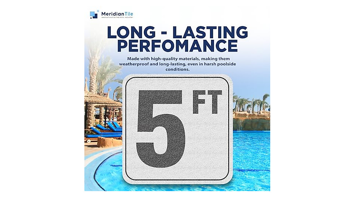 Aquatic Custom Tile, 5FT Pool Depth Markers, 6x6 Inches Vinyl Pool ...