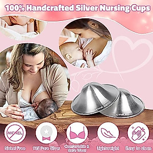 Original Silver Nursing Cups, Nipple Covers for Breastfeeding, Nipple Shields for Nursing Newborns, Breastfeeding Essentials Healing Cups for Sore Nipple Relief, Newborn Essentials Must Haves-Regular