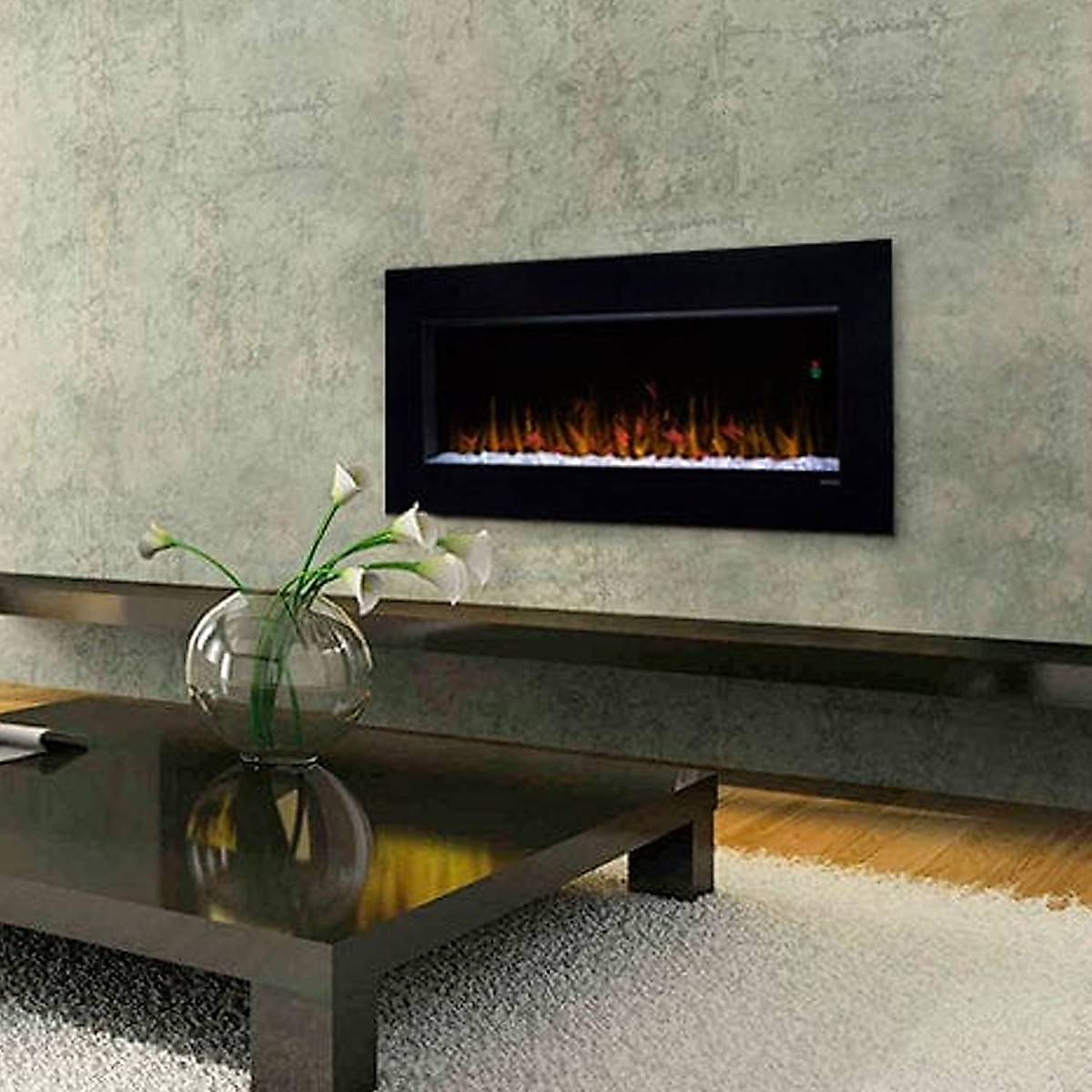 DIMPLEX DWF Series 43" Nicole Wall-Mounted Electric Fireplace with Acrylic Ember Bed (Model: DWF3651B), 4231 BTU, 120 Volt, 1240 Watt, Black