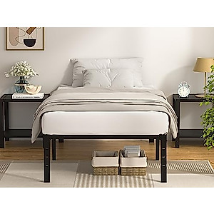 QEROMY 18-Inch Twin-Bed-Frame, Metal Platform Bed Frame Twin, Quick & Easy Assembly, Heavy Duty Bed Frame No Box Spring Needed, Noise-Free, Black