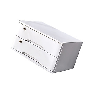 BIZOLE Solid Wood Storage Box - File Cabinet A4 Flat File Cabinet with Lock, Desktop Drawer Storage Cabinet, Wooden Storage Box, Desk Organizers with Lock (Size : 2 Layer)