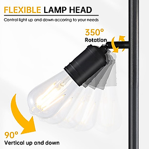 Bricosmocon Industrial Floor Lamp, Standing Lamp, Tree Floor Lamp with 3 Adjustable Rotating Lights, E26 Edison Bulb Floor Lamp for Living Room, Bedroom, Home, Office(Bulb not Included) (Black)