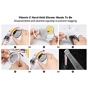 HarJue Filter Shower Head, High Pressure ShowerHead with Filter Combo for Hard Water, Remove Chlorine Fluoride and Harmful Substances- 1 Replaceable Filter Cartridge（8 Inch, Chrome）