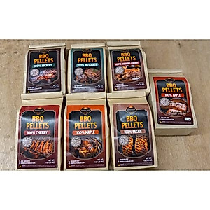 Lumber Jack BBQ 7 Varieties BBQ Pellet Pack - 1 Pound Bags - 100 Percent (Apple, Cherry, Pecan, Hickory, Maple-Hickory-Cherry, Mesquite and Maple) - 2Day Shipping