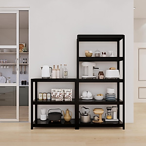 iDEKAI 3 Tier Steel Storage Shelves, Garage Shelving, Heavy Duty Adjustable Garage Shelves, Utility Rack, Shelving Units for Storage, Kitchen, Warehouse,Pantry, Closet, 35.5H 35.5W'' x 15.8" D, Black