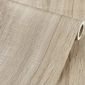 Self Adhesive Vinyl Rustic Light Wood Contact Paper Shelf Liner for Kitchen Cabinets Countertops Table Furniture Drawer Dresser 15.7x117 Inches