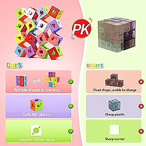 DELEE 3D Building Blocks, 72PCS Building Cubes for Kids, STEM Preschool Educational Construction Toys for Toddler, Montessori Sensory Blocks Toy for Boys Girls 3 4 5 6 7 8 Year Old Birthday Gift