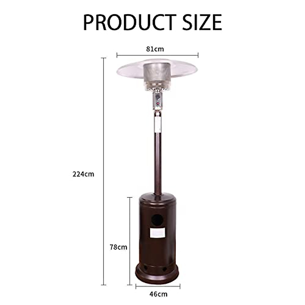 UEIDIHI Portable Outdoor Heater, 50,000 BTU Tabletop Patio Heater with Wheels, Propane Gas Heater with Triple Protection System, Suitable for Garden, Patio