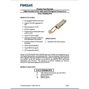 Finisar 100GBASE-SR4 100m QSFP28 Optical Transceiver FTLC9551REPM