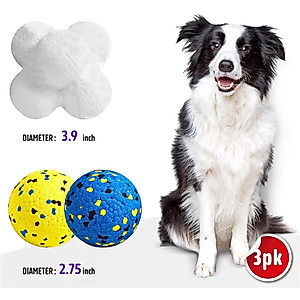 Kimee Durable Dog Chew Balls for Aggressive Chewers - Atom Teething Toys for Puppies, Medium and Large Dogs - 3 Pack