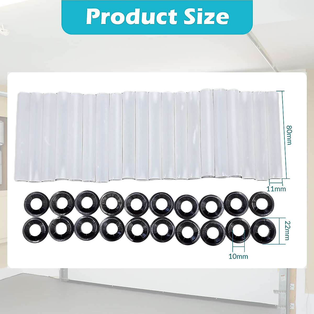 Gazechimp 70mm Garage Door Hinge Quiet Roller Sleeves, Garage Track Replacement Parts Precision Bearings High Load Standard Rollers Hardware Tools