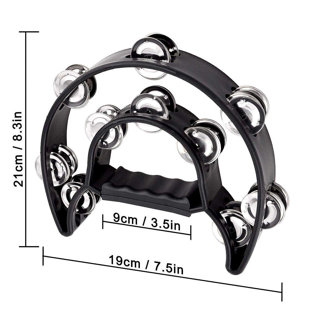 EASTROCK Double Row Tambourine and Stainless Steel Cylinder Shaker Hand Held Percussion Instrument for Kids, Adults, Professional Band Accompaniment