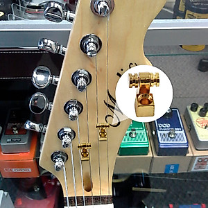 Jersvimc 2 Pcs Guitar Roller String Tree, Gold String Tree Retainer Telecaster String Guide Bass String Retainer Screw for Tele Start(Brass)