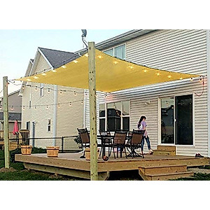 Rectangle Sun Shade Sail Canopy, 6' x 8' Patio Shade Cloth Outdoor Cover - Sunshade Fabric Awning Shelter for Pergola Backyard Garden Carport (Sand)