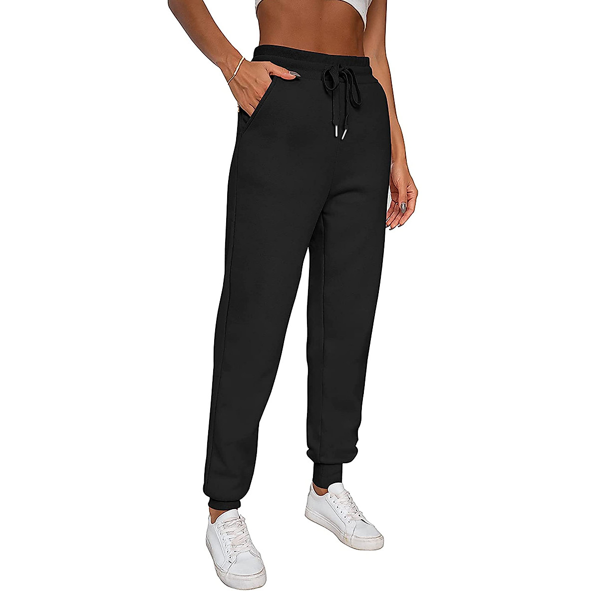 Yeokou Women's Warm Sherpa Lined Athletic Sweatpants Jogger Fleece Pants (X-Large, Black)