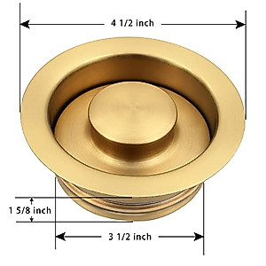 LQS Kitchen Sink Garbage Disposal Flange and Sink Stopper, fit 3-1/2 Inch Standard Sink Drain Hole Color Golden