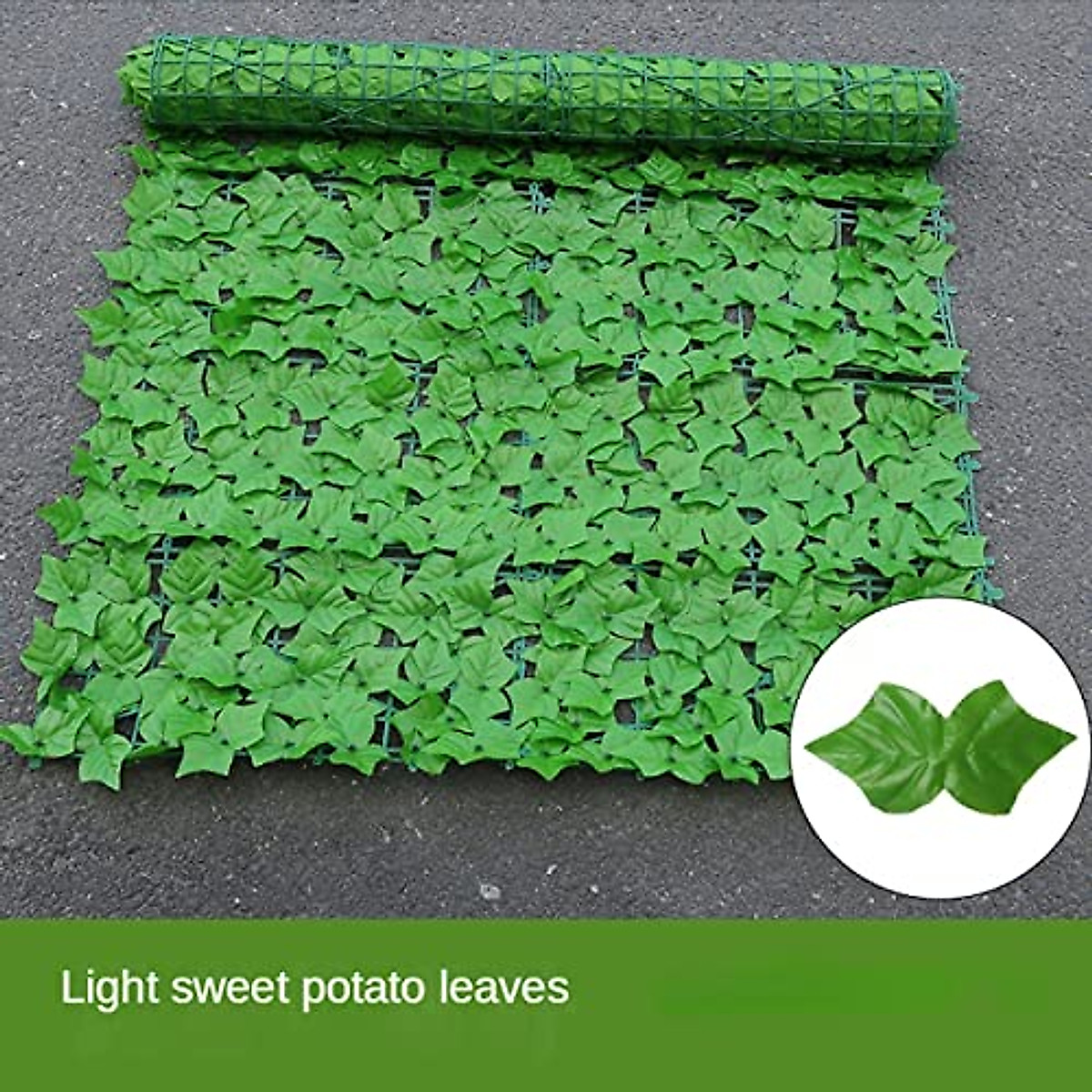 Queenbox 50x50cm Artificial Leaves Hedges Roll Simulation Leaf Garden Fence for Balcony Home Decoration, Protect Privacy, Shallow Sweet Potato