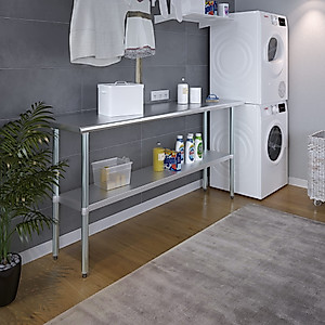 AmGood 18 in. x 72 in. Stainless Steel Work Table | Metal Kitchen Food Prep Table | NSF