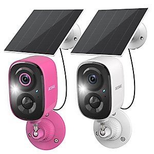 acesee Solar Security Cameras Wireless Outdoor, 1080P Outdoor Camera Wireless,Home Security Cameras System with Solar Panel,Solar Camera for Spotlight,Color Night Vision (White)
