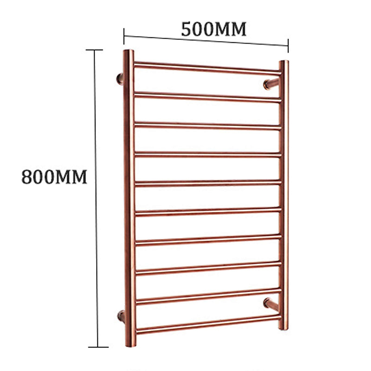 Towel Warmer Drying Rack Rose Gold for Bathroom, Wall Mounted Electric Heated Towel Drying Rack with 10-Bars, Stainless Steel Electric Heated Towel Rail Radiator, Hardwired