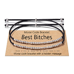 Shonyin Morse Code Bracelet Best Friend Bracelet Set Friendship Galentines Day Jewelry Gift For 2 Sister Teen Women Men