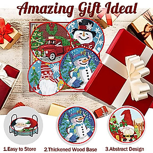 8 PCS Diamond Painting Coaster Kits with Holder,Jack and Sally Diamond Art Coasters 5D Diamond Painting Kits for Adults, Beginners, Kids Diamond Art Craft Supplies Christmas Gift