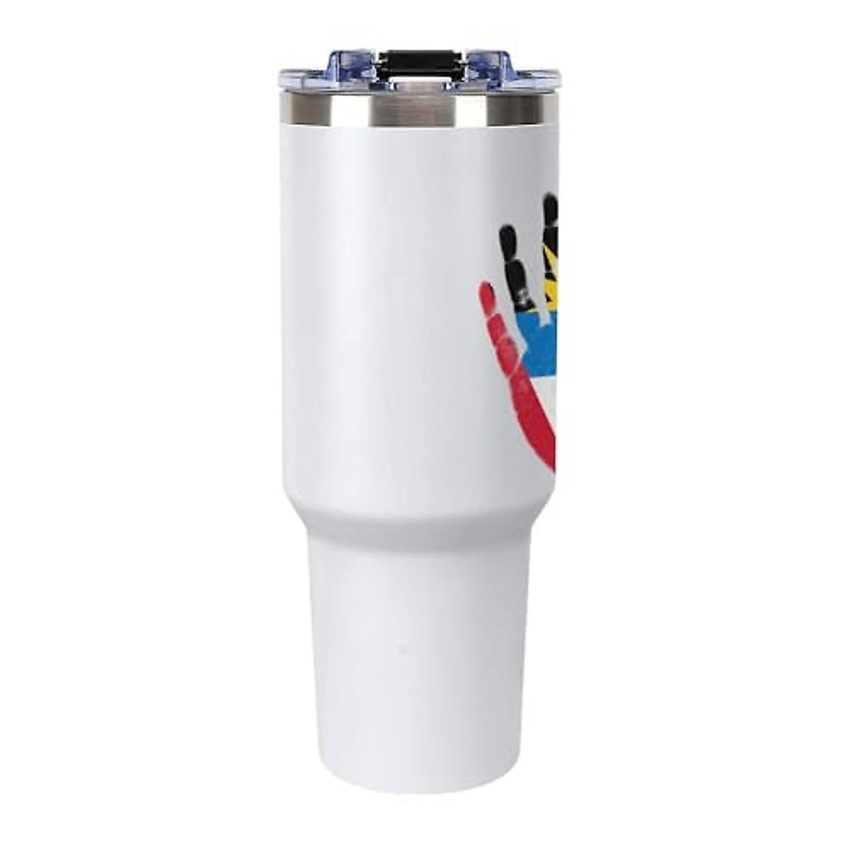 Antigua And Barbuda Flag Palm Print 40oz Water Bottle Double Wall Insulated Tumbler with Handle Leakproof Travel Mug Light Rose Red-style