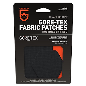 Gear Aid Tenacious Tape GORE-TEX Fabric Patches , Black, 3” Round & 2” x 4” Rectangle, 2 Count (Pack of 2)