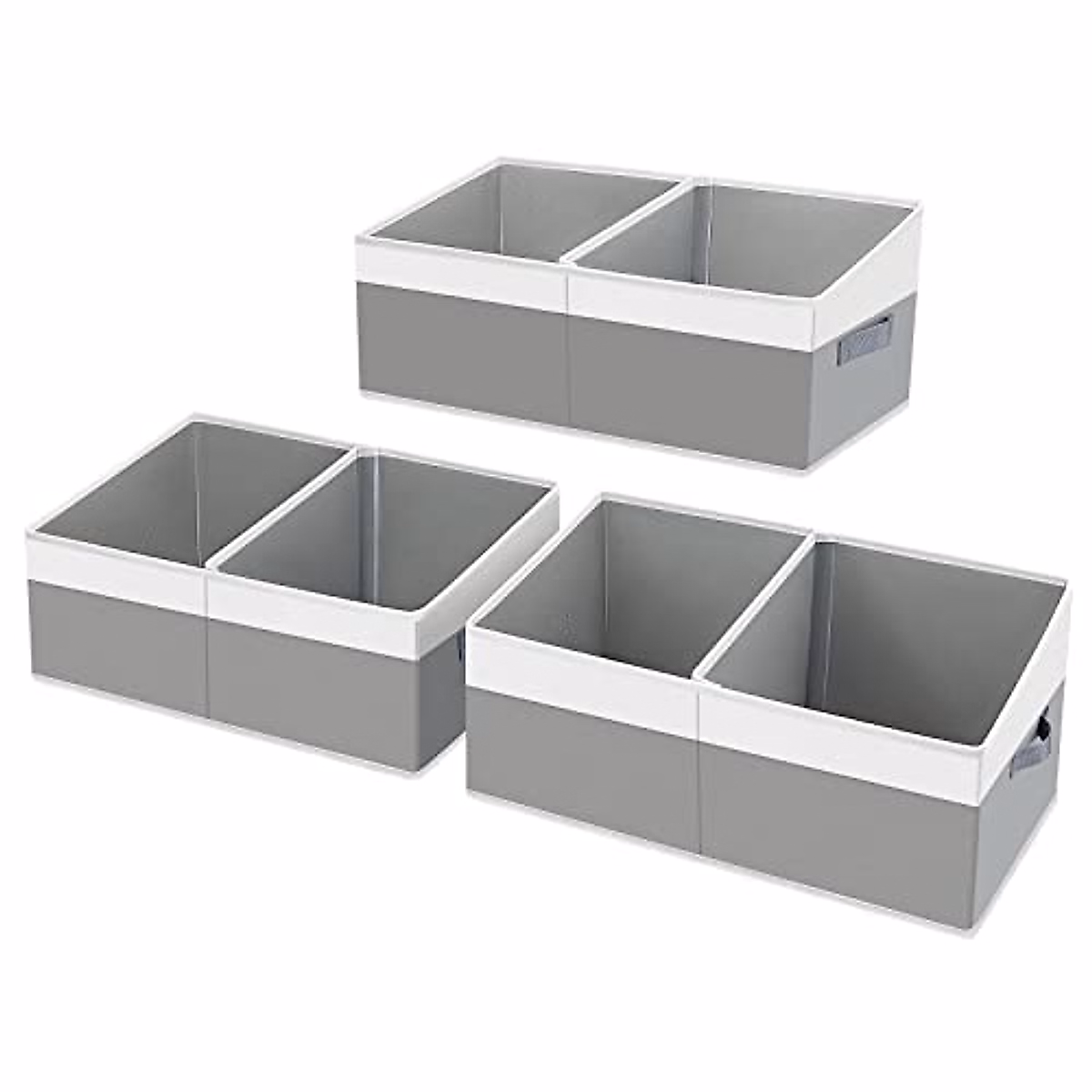 DIMJ Trapezoid Storage Bins, 3 Packs Closet Baskets, Foldable Fabric Baskets for Clothes, Baby Toiletry, Toys, Towel, DVD, Book Gray and White
